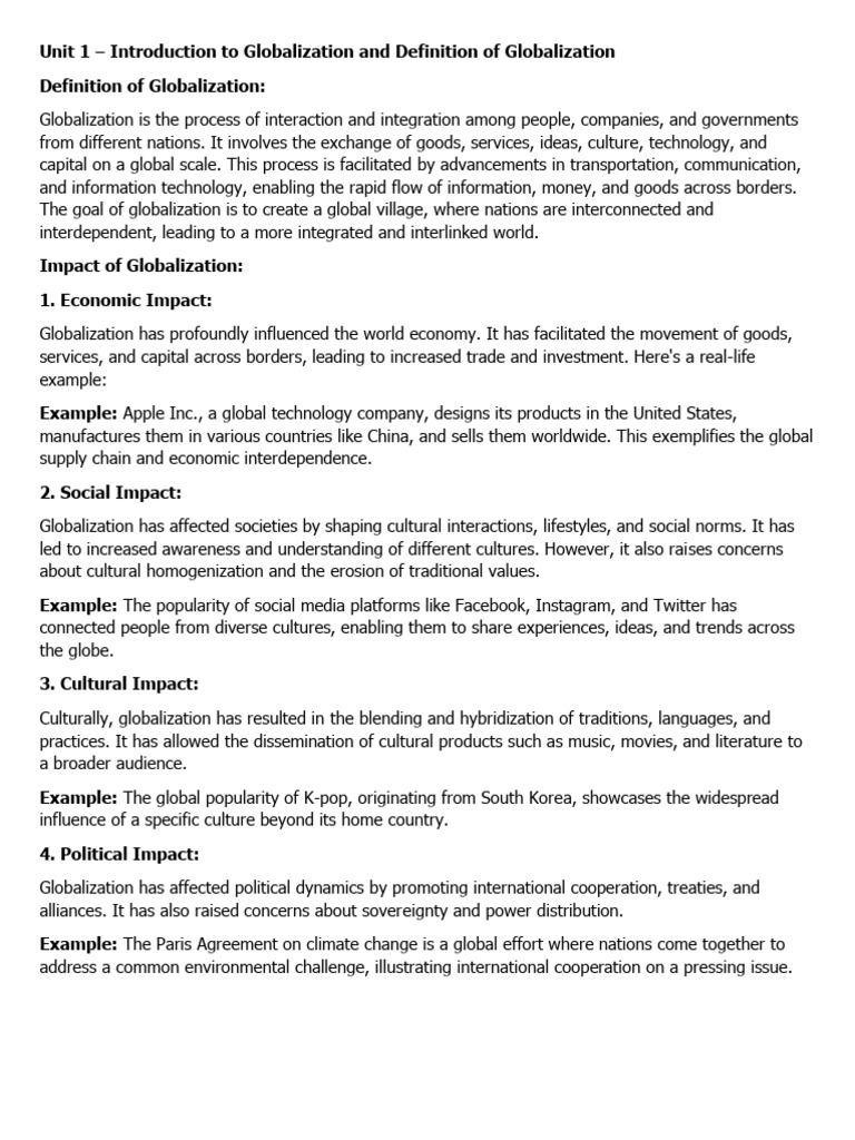 Globalization: Impacts and Examples | PDF | Globalization | Finance ...