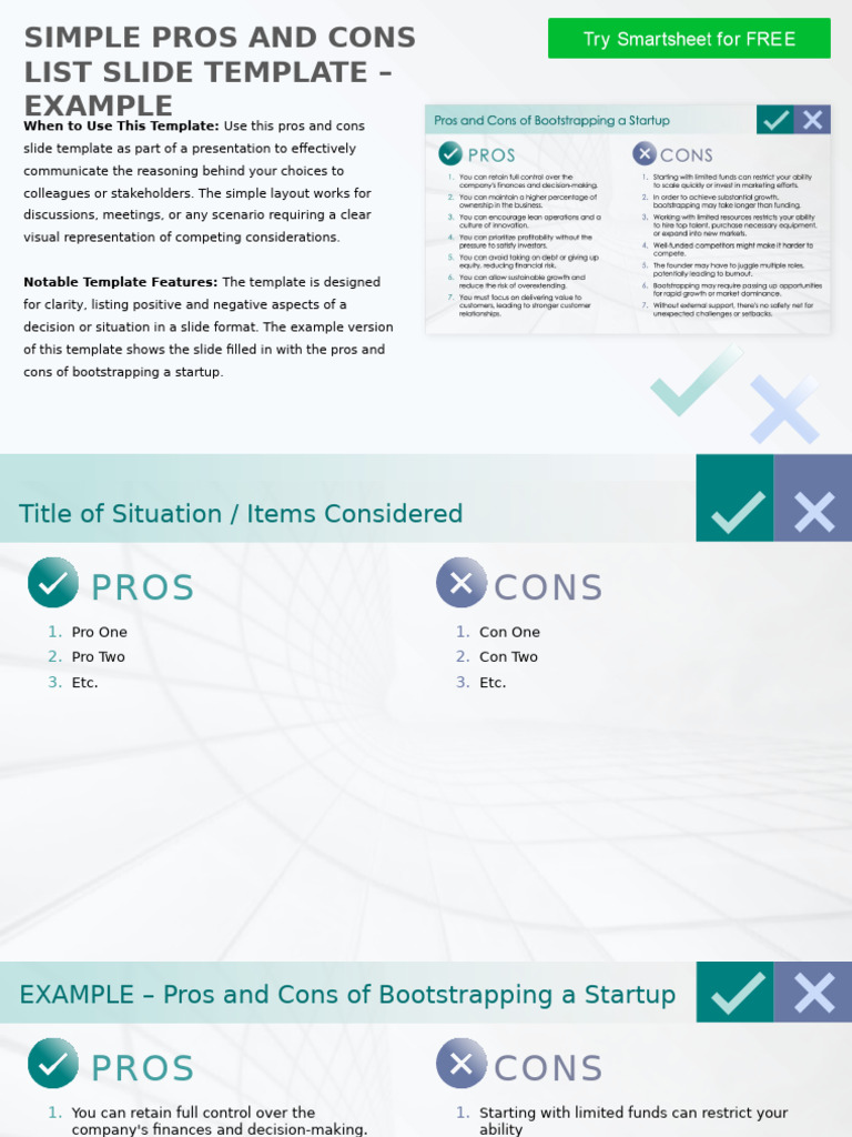 IC Simple Pros and Cons List Slide Template - PowerPoint | PDF