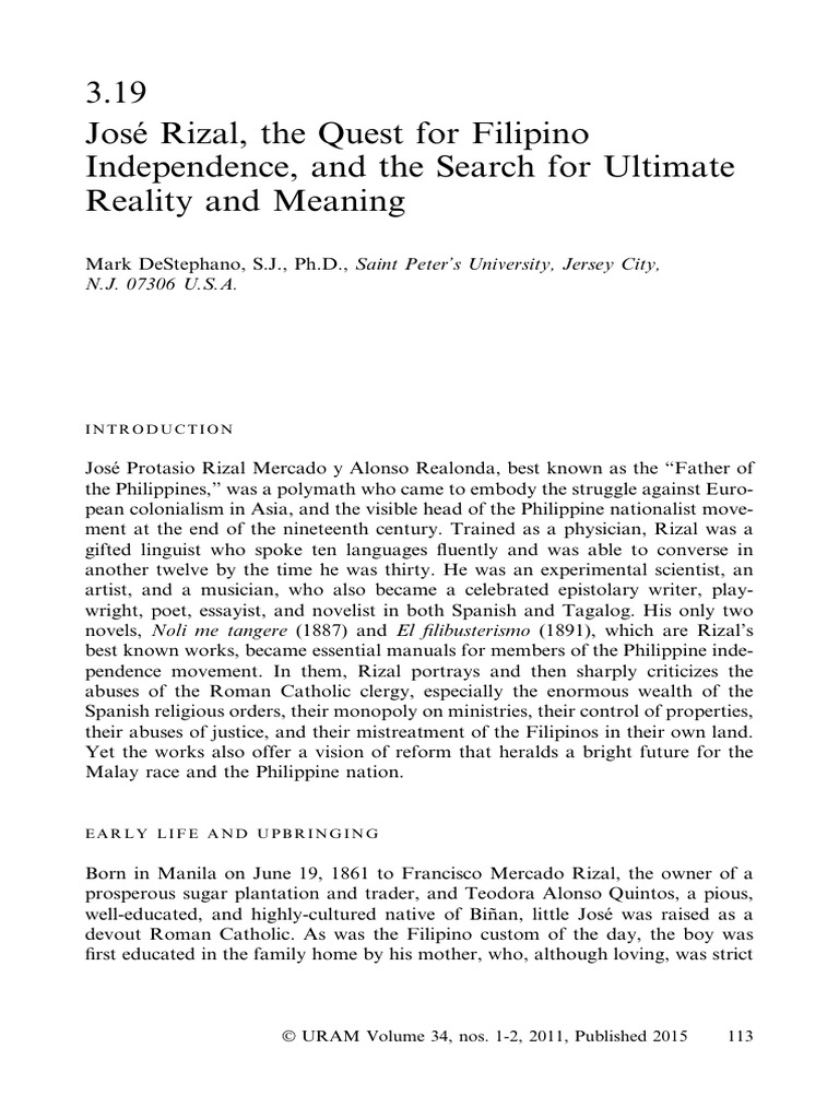 Destephano 2018 José Rizal The Quest For Filipino Independence and The ...