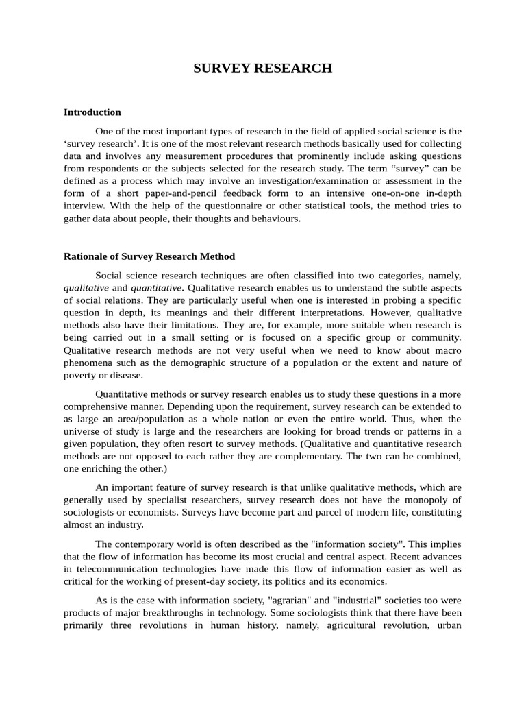 Survey Research 1 | PDF
