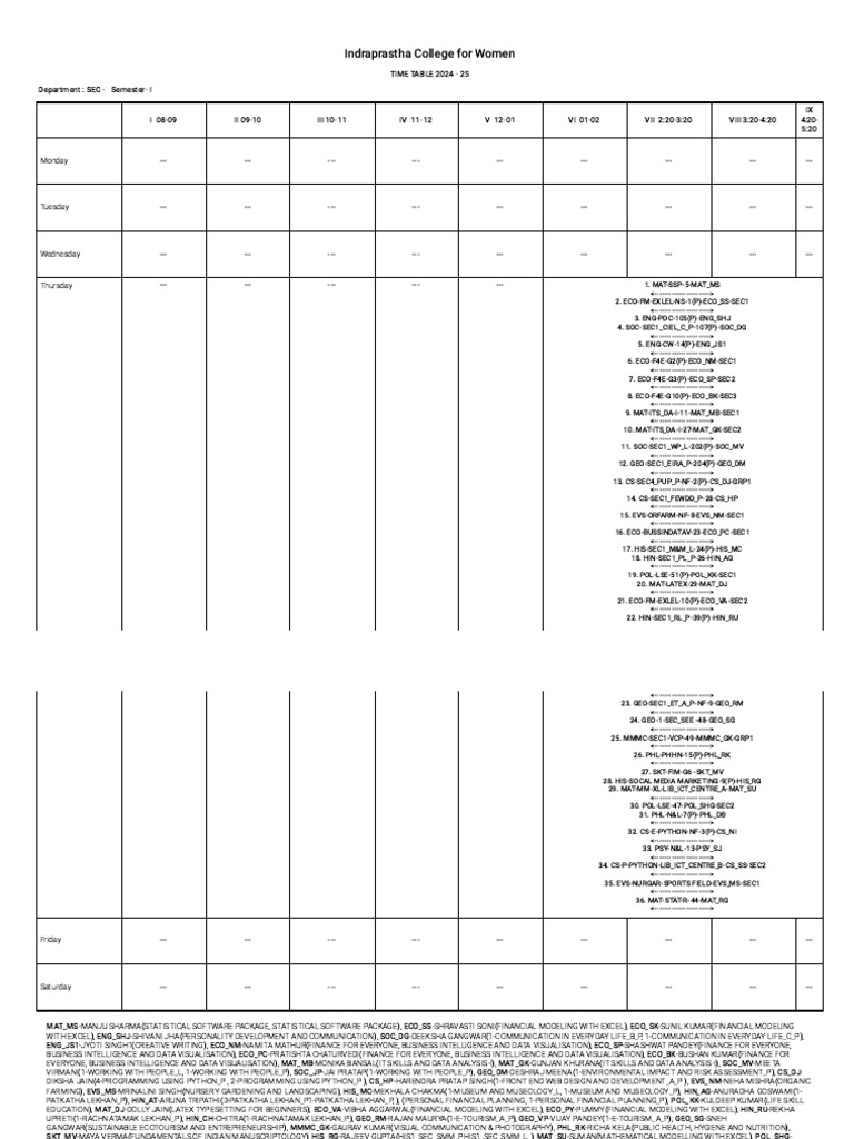 Sec Time Table | PDF