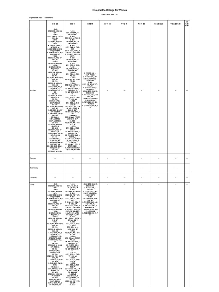 Gec TIME TABLE | PDF