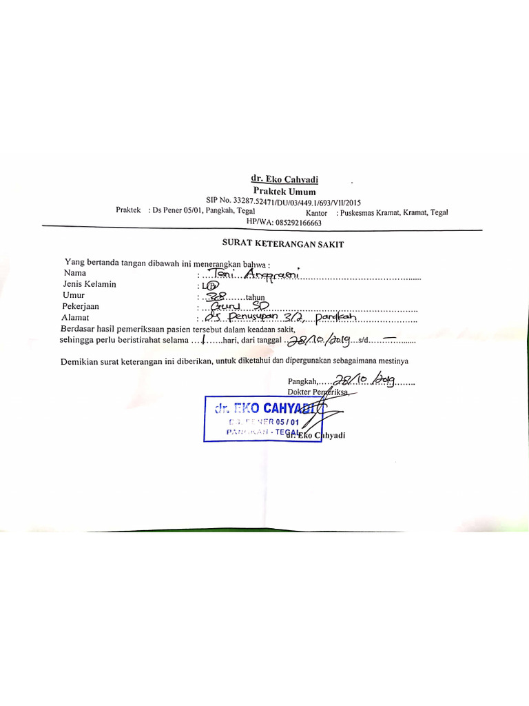 Ijin Sakit Teni A | PDF