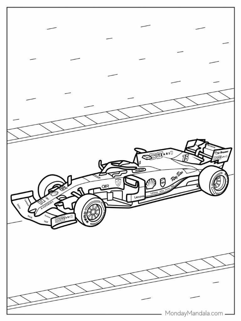 Ferrari F1 Race Car Coloring Sheet For Kids | PDF