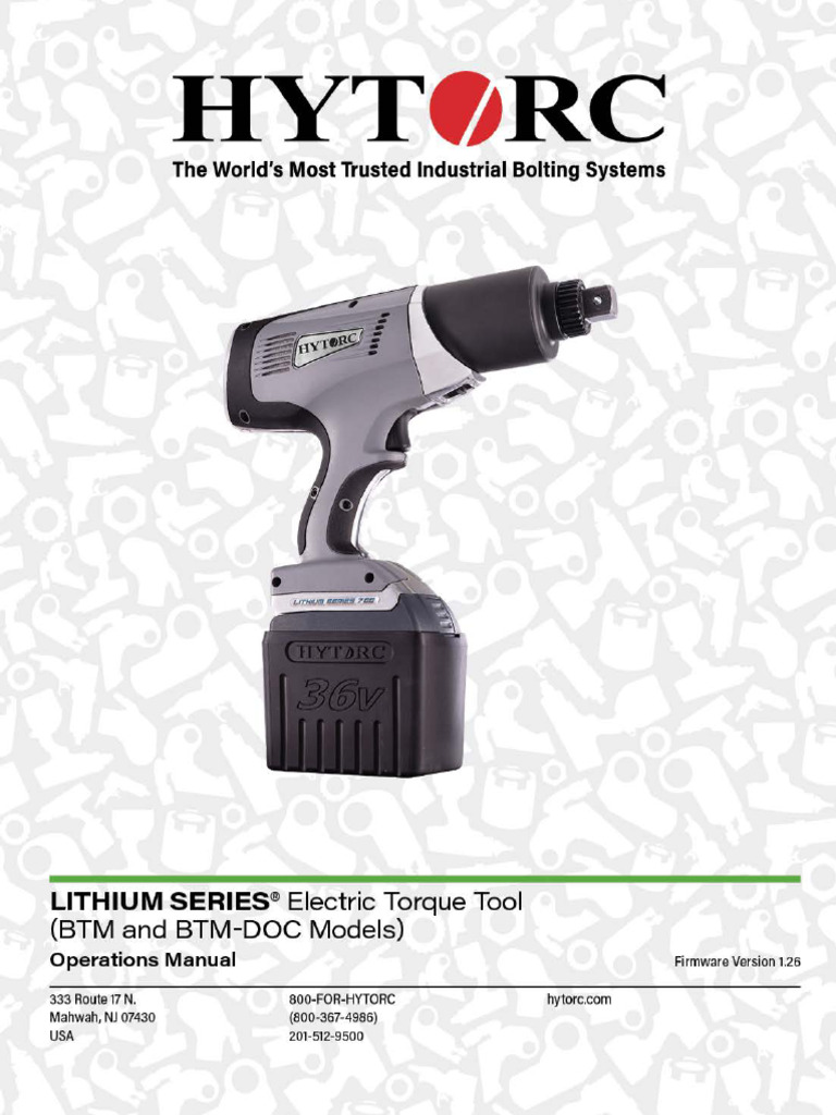 Hytorc-Lithium Series-Btm Docs FW 1 26-Operations Manual-Email | PDF