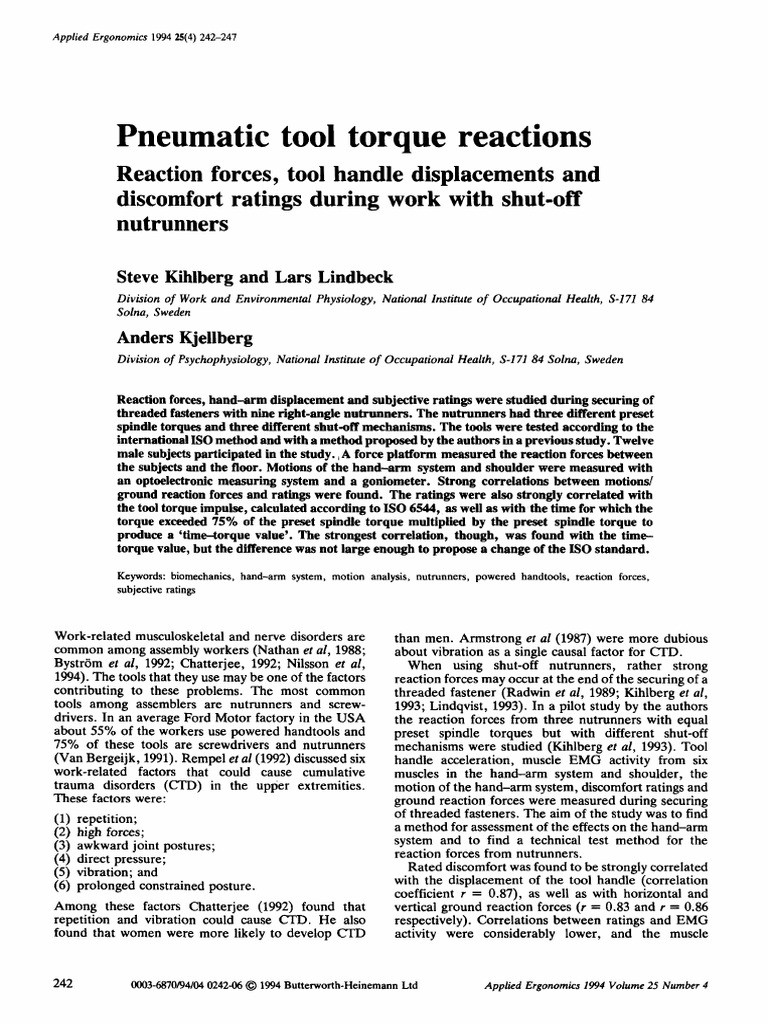 Reaction Forces Tool Handle Displacement | PDF