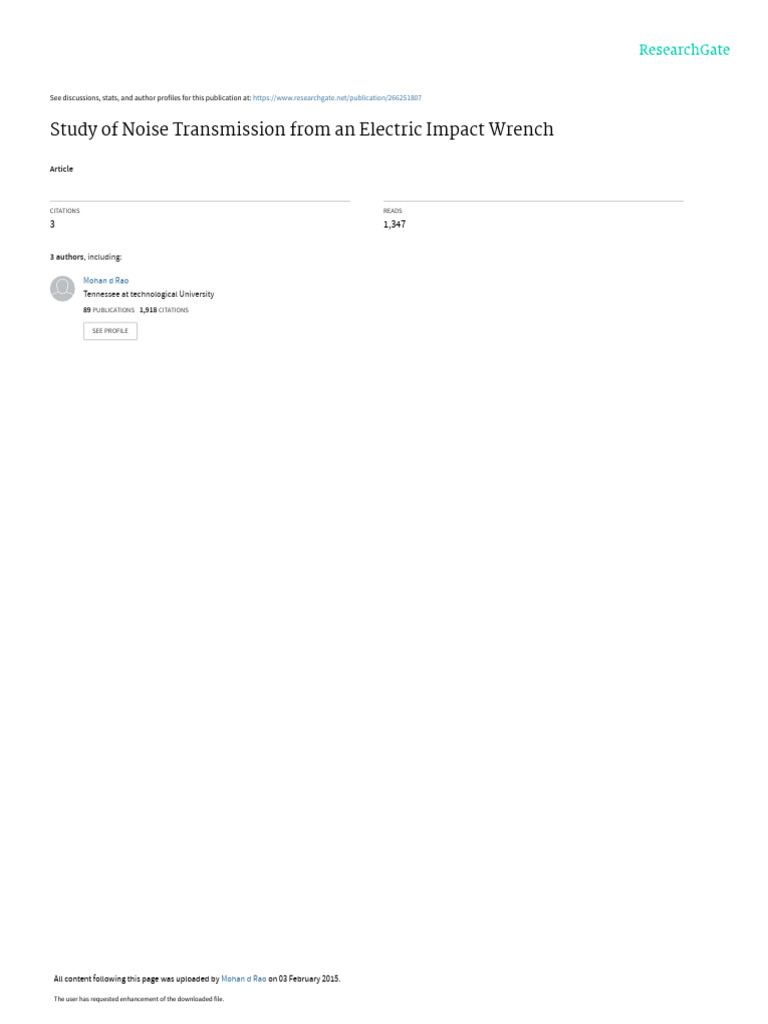 Study of Noise Transmission From An Electric Impac | PDF