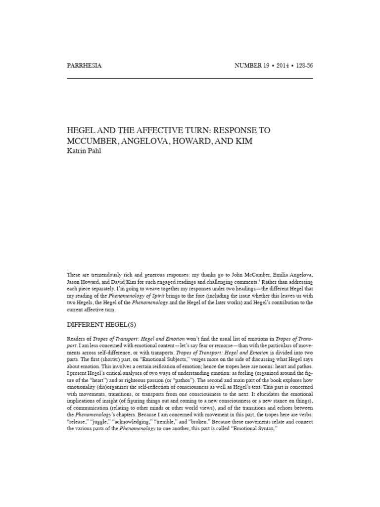 Hegel and The Affective Turn | PDF