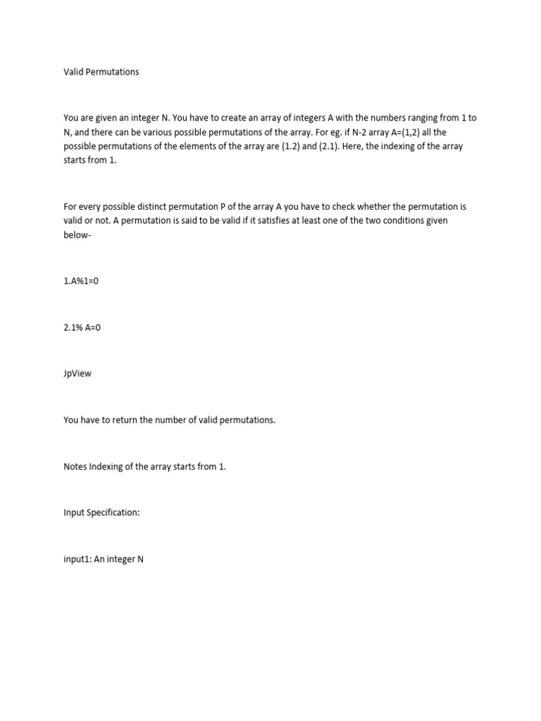 Valid Permutations | PDF