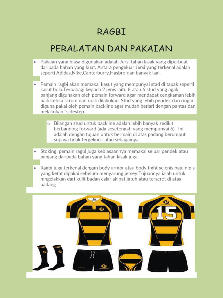 Pakaian Dan Peralatan Ragbi | PDF