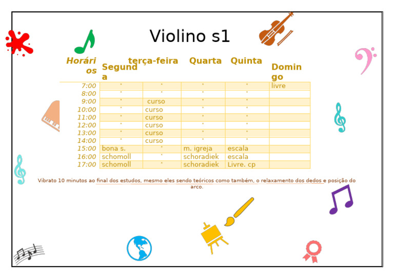 Horários Violino 2 | PDF