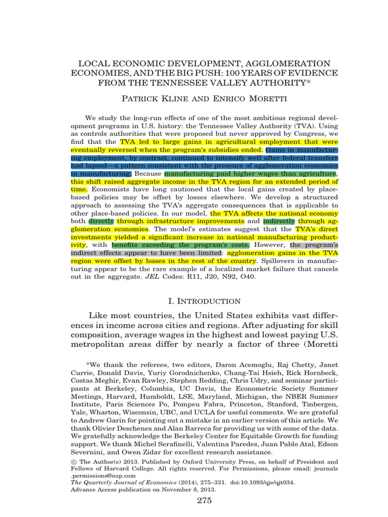 Local Economic Development, Agglomeration Economies, and The Big Push | PDF