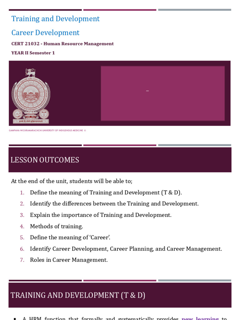 Lec07-Training and Development - Career Development | PDF