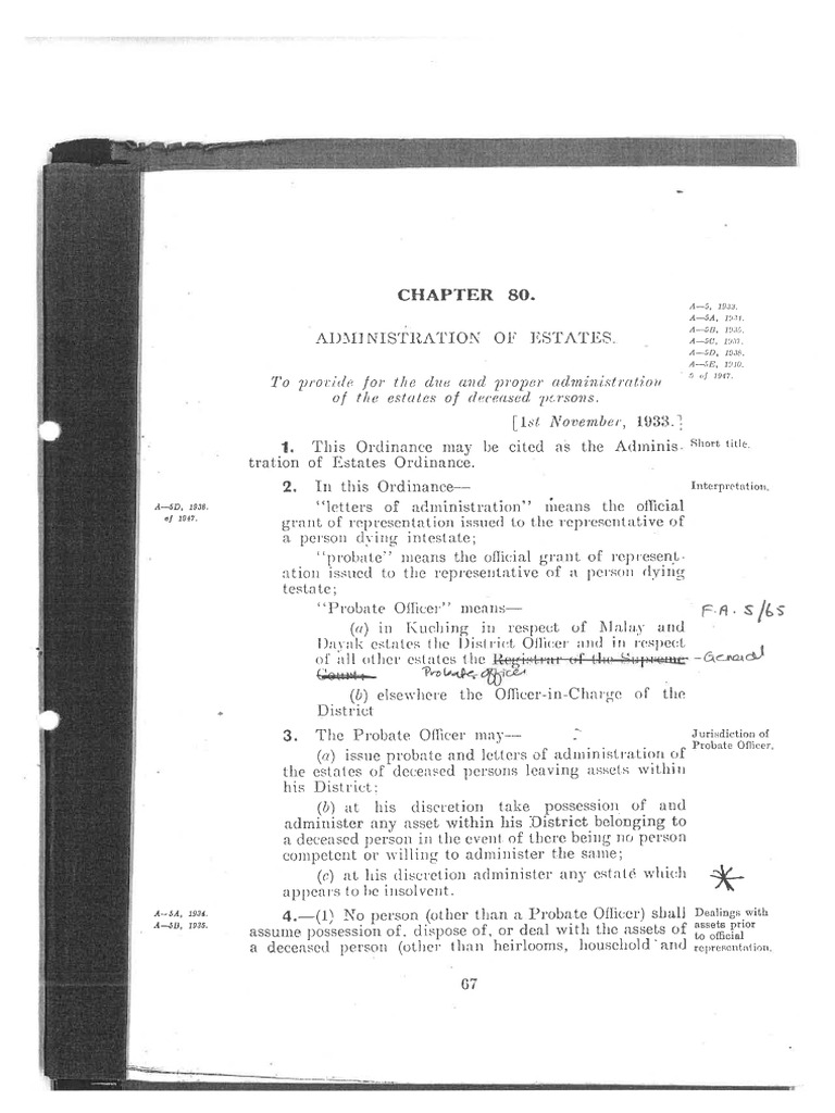 Administration Of Estate Ordinance Pdf