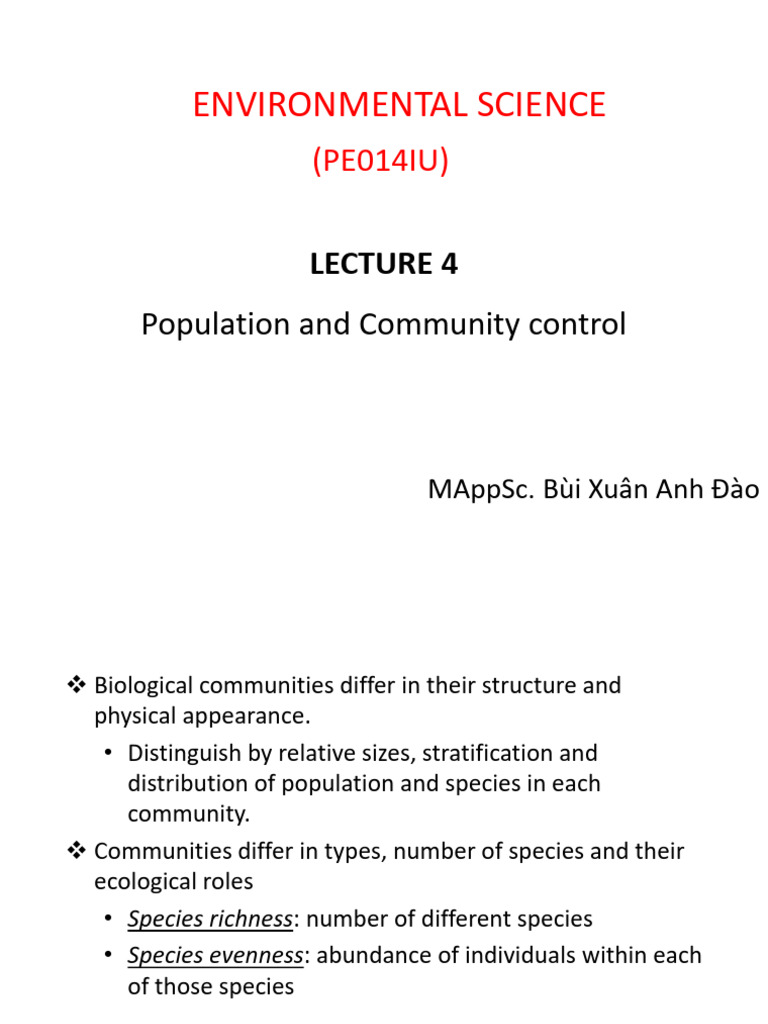 Lecture 4 Population and Community Control | PDF