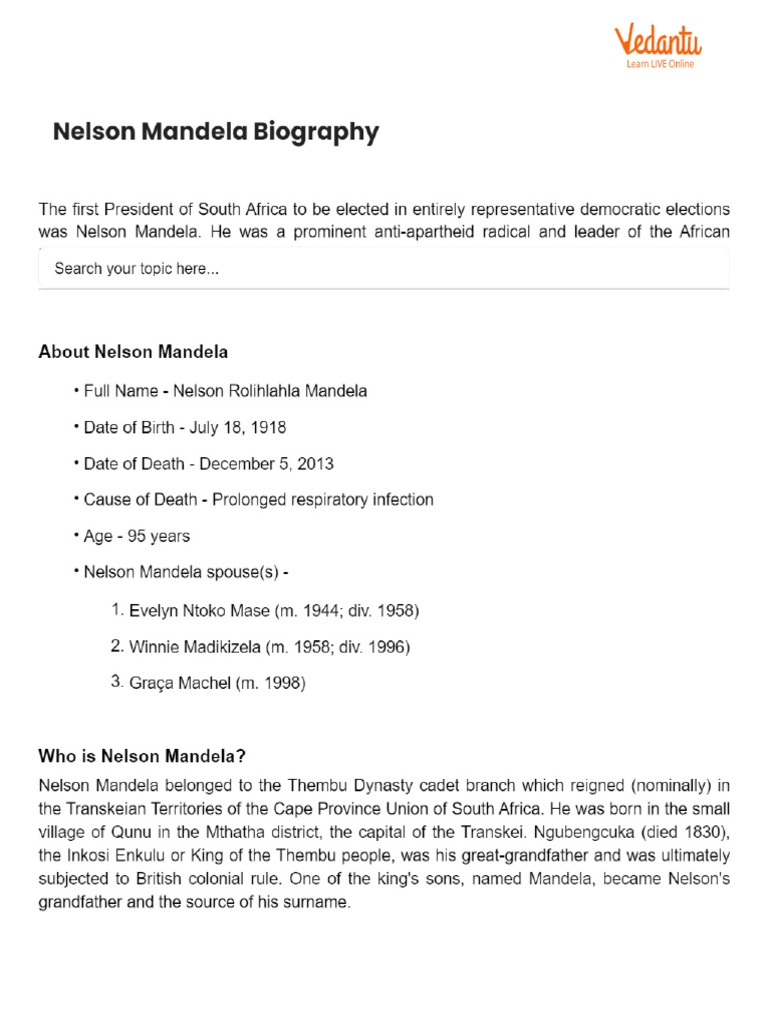 Nelson Mandela Biography | PDF