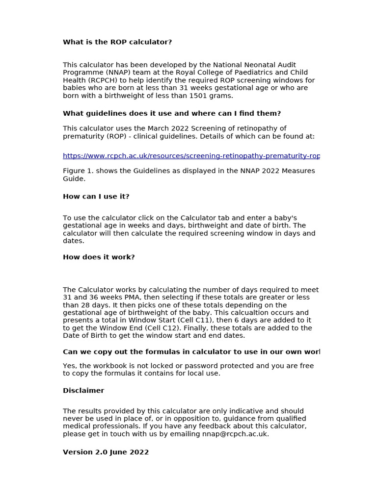Nnap Rop Screening Calculator v2.0 | PDF
