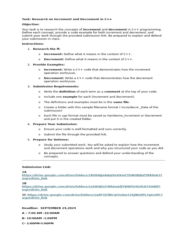 Incre Decre Task | PDF