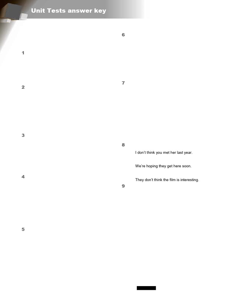 Together 2 Unit6 Answerkey | PDF