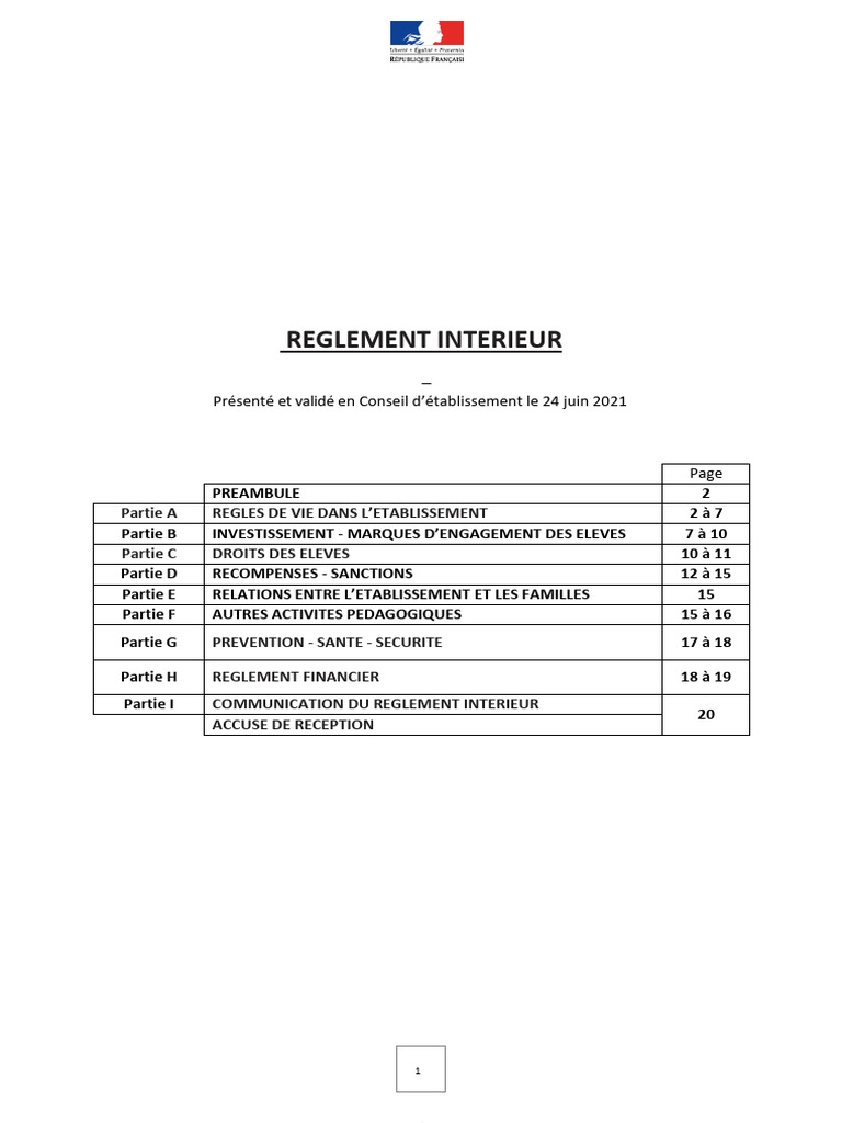 Reglement Interieur Definitif | PDF