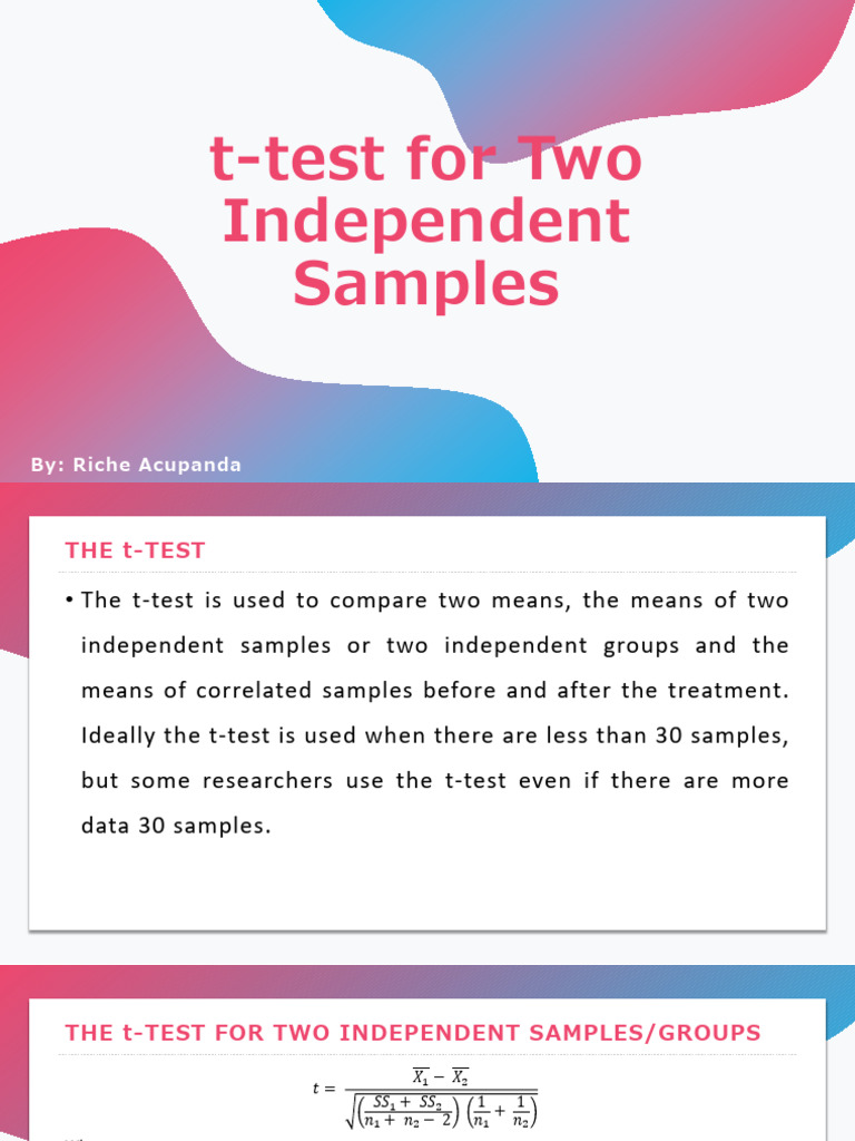 T-Test For 2 Independent Samples Groups | PDF