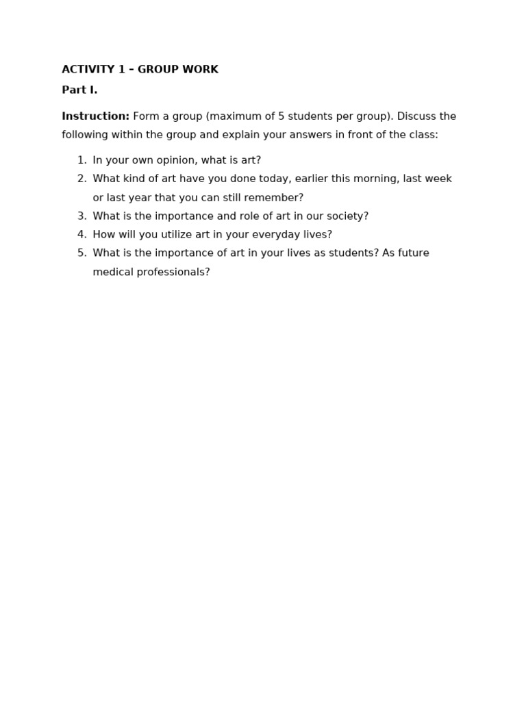 Activity 1 Group Work | PDF