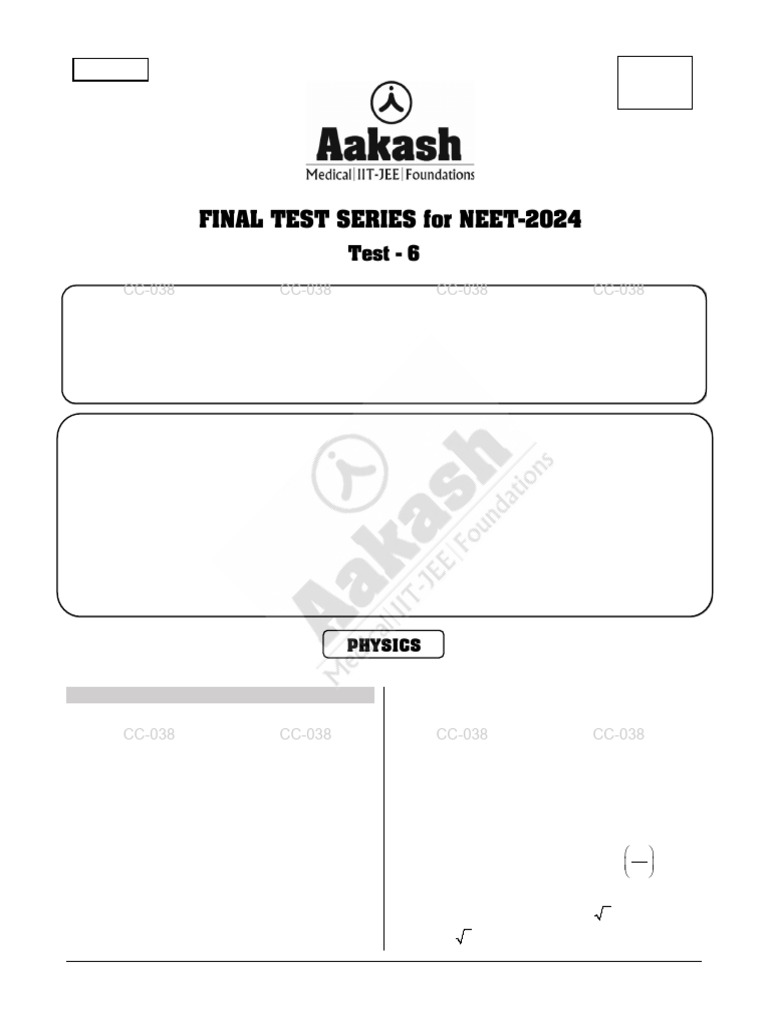 CC-038 FTS-06 (A) (P1) 08-04 2024 | PDF | Inductance | Inductor