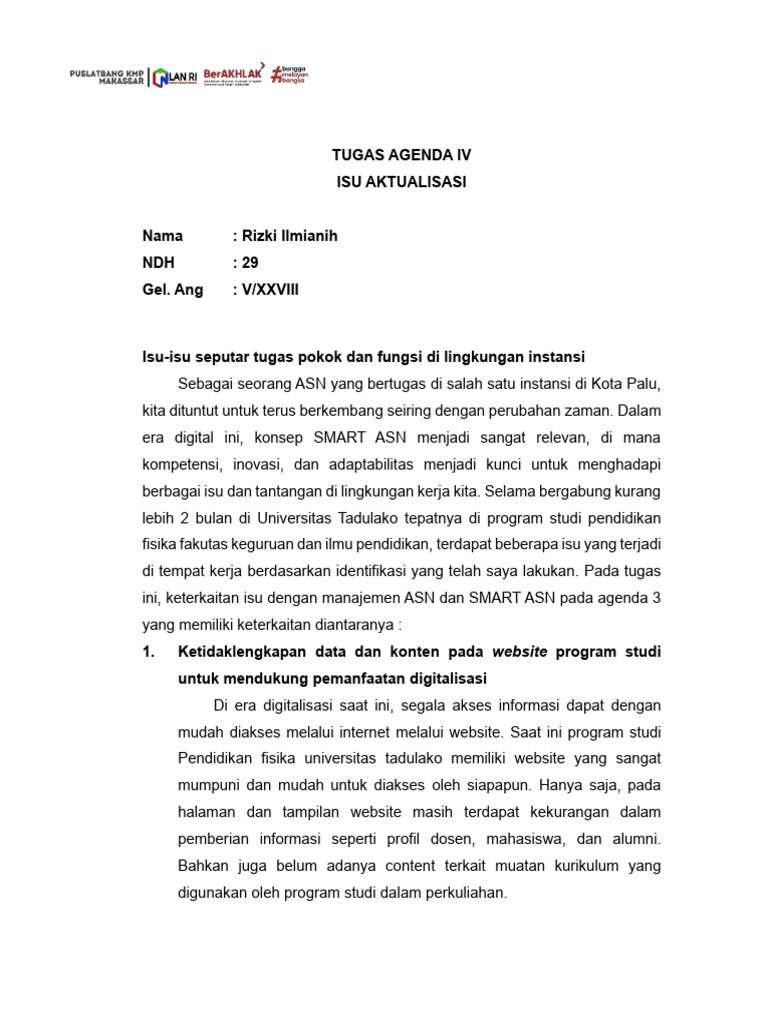 Tugas Agenda Iv | PDF