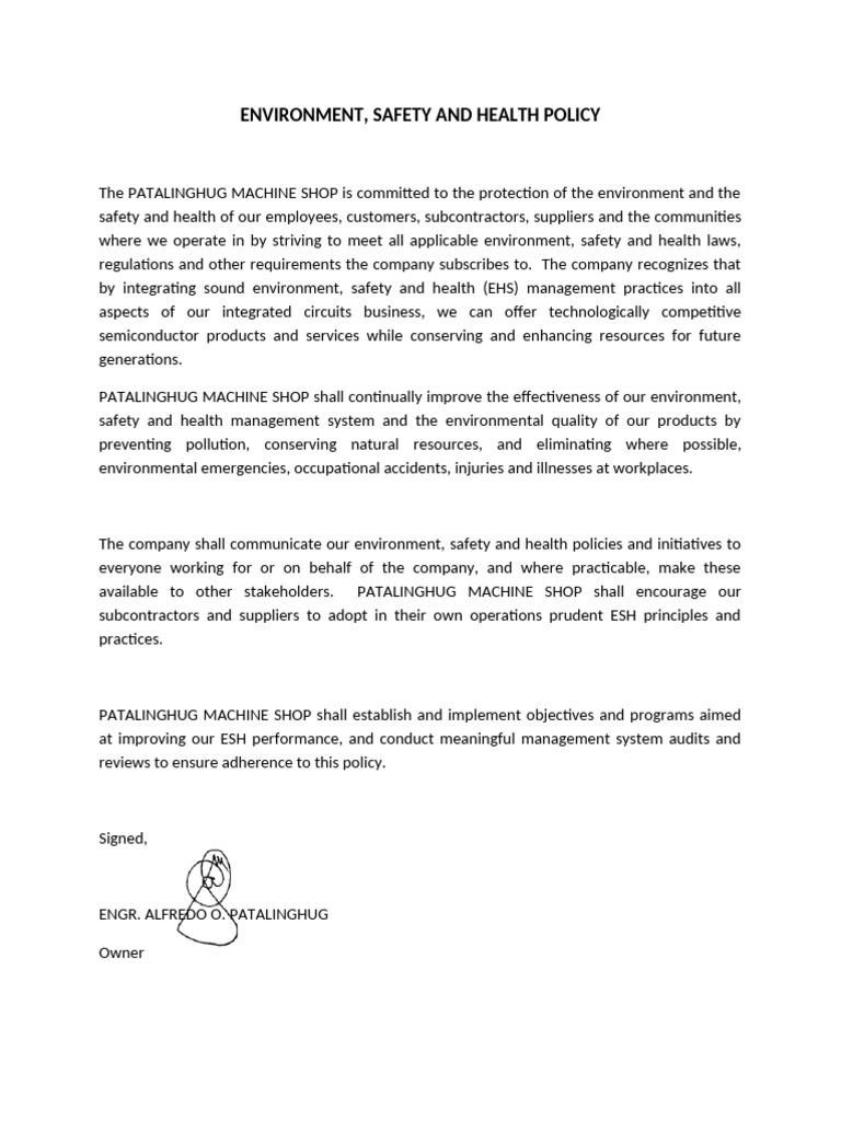 EHS Policy | PDF