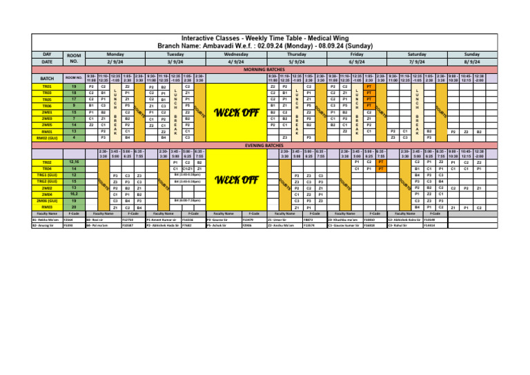 Timetable 02SEP 08SEP | PDF
