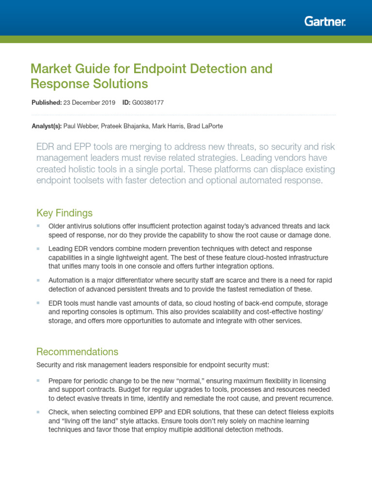 Market Guide For EDR 2019 | PDF | Computer Security | Security