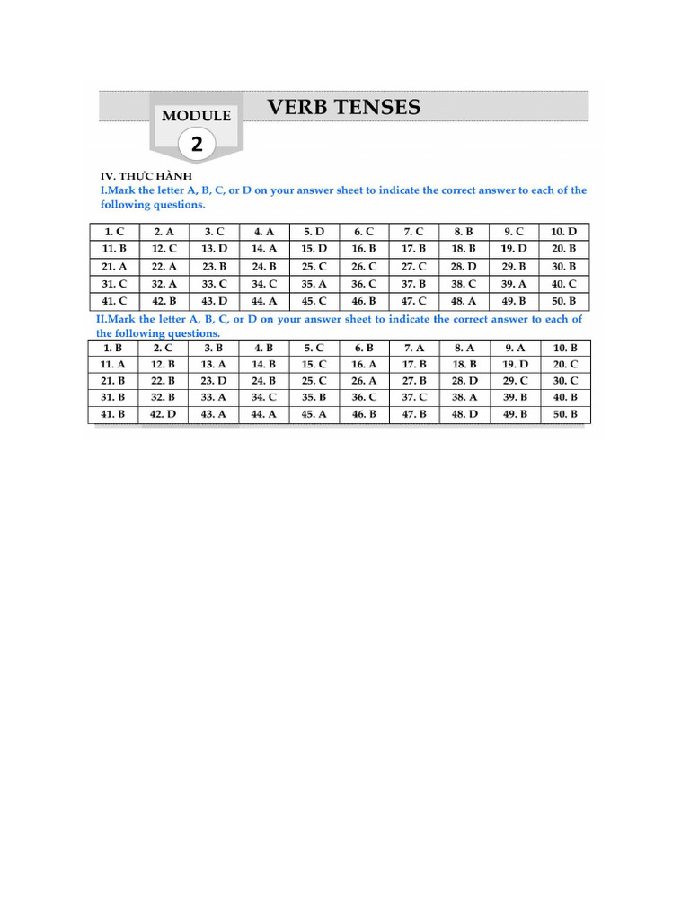 2 Tenses Key | PDF