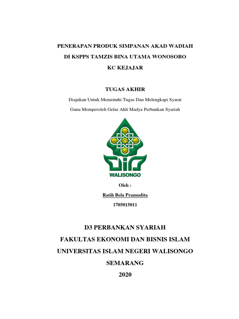 Penerapan Produk Simpanan Wadiah Di KSPP | PDF