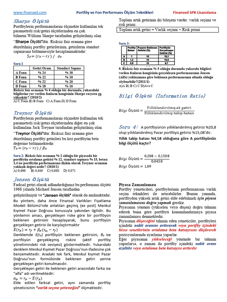 8 Portfoy Ve Fon Performans Olcumleri | PDF