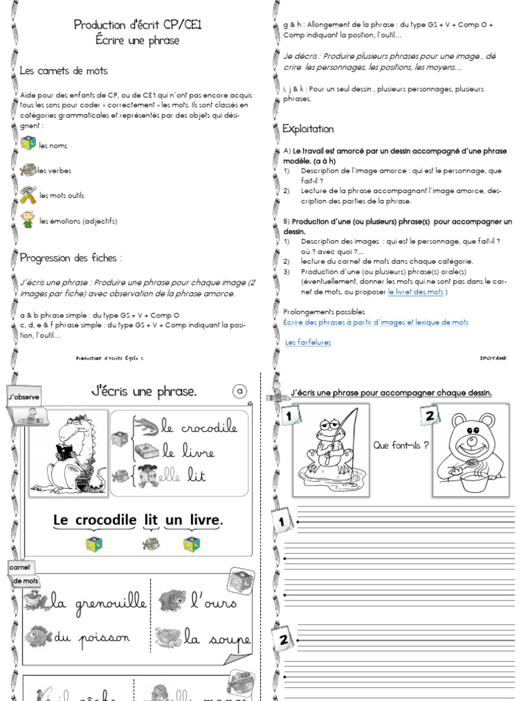 PE Écrire Des Phrases | PDF