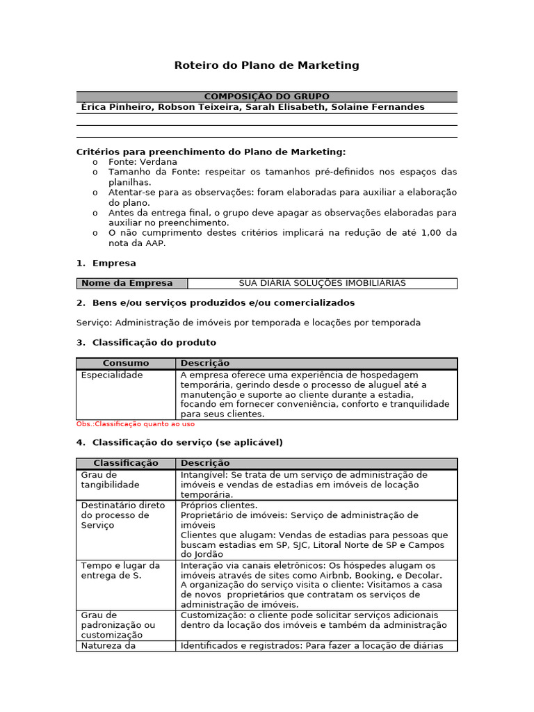 Roteiro Plano de Marketing Atualizado | PDF | Marca | Publicidade