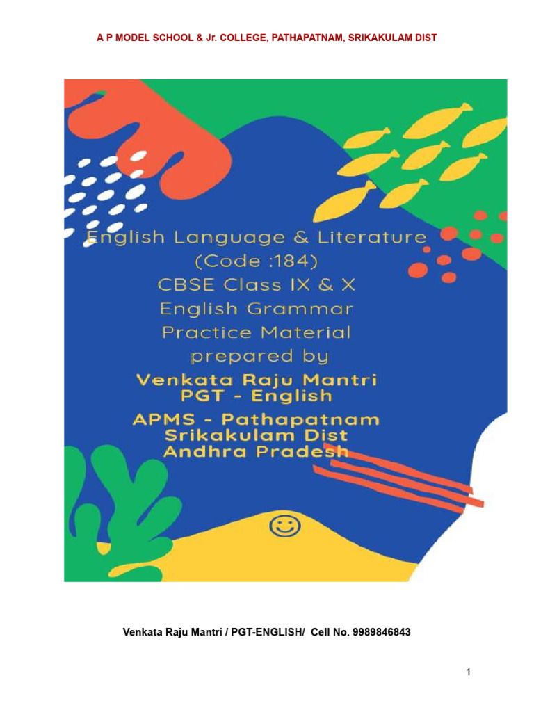 GR 9 & 10 Eng Grammar (CBSE) | PDF