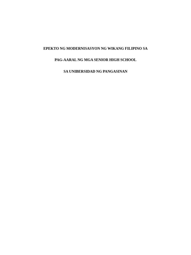 Epekto NG Modernisasyon NG Wikang Filipino Sa | PDF Epekto NG Modernisasyon NG Wikang Filipino Sa | PDF