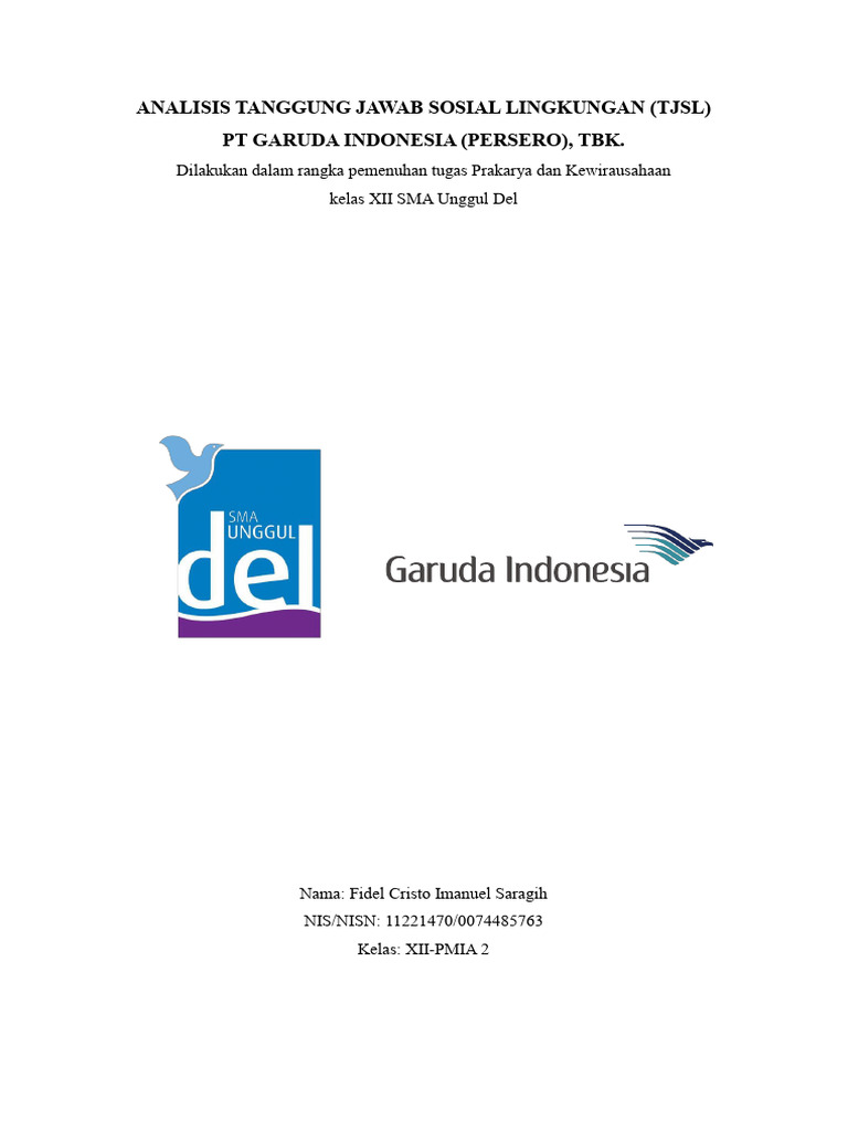 TJSL - Garuda Indonesia - Fidel Cristo Imanuel Saragih - XII PMIA 2 | PDF