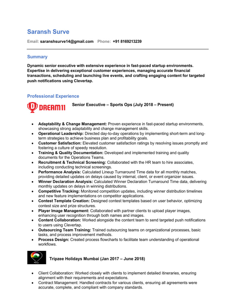 Saransh Surve Resume | PDF