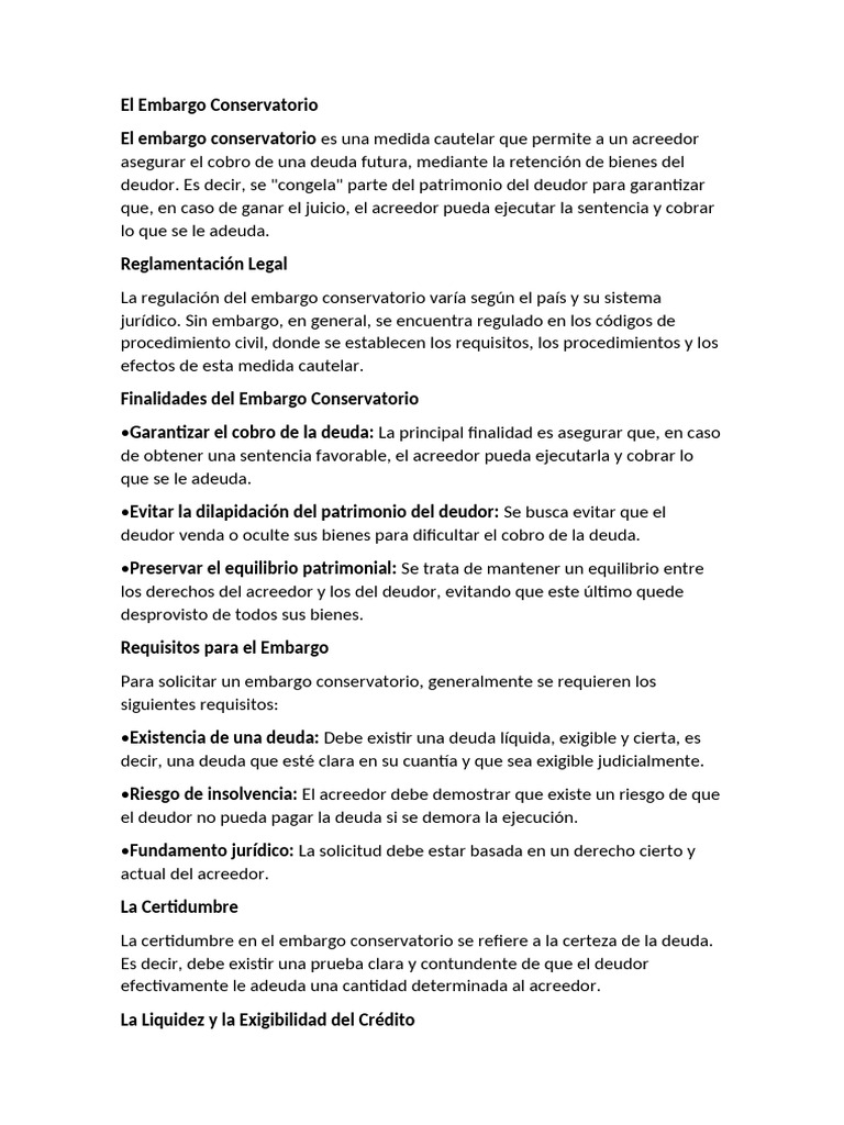 El Embargo Conservatorio | PDF