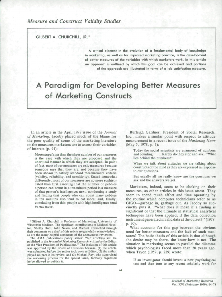 R1 A Paradigm For Developing Better Measures of Marketing Constructs | PDF