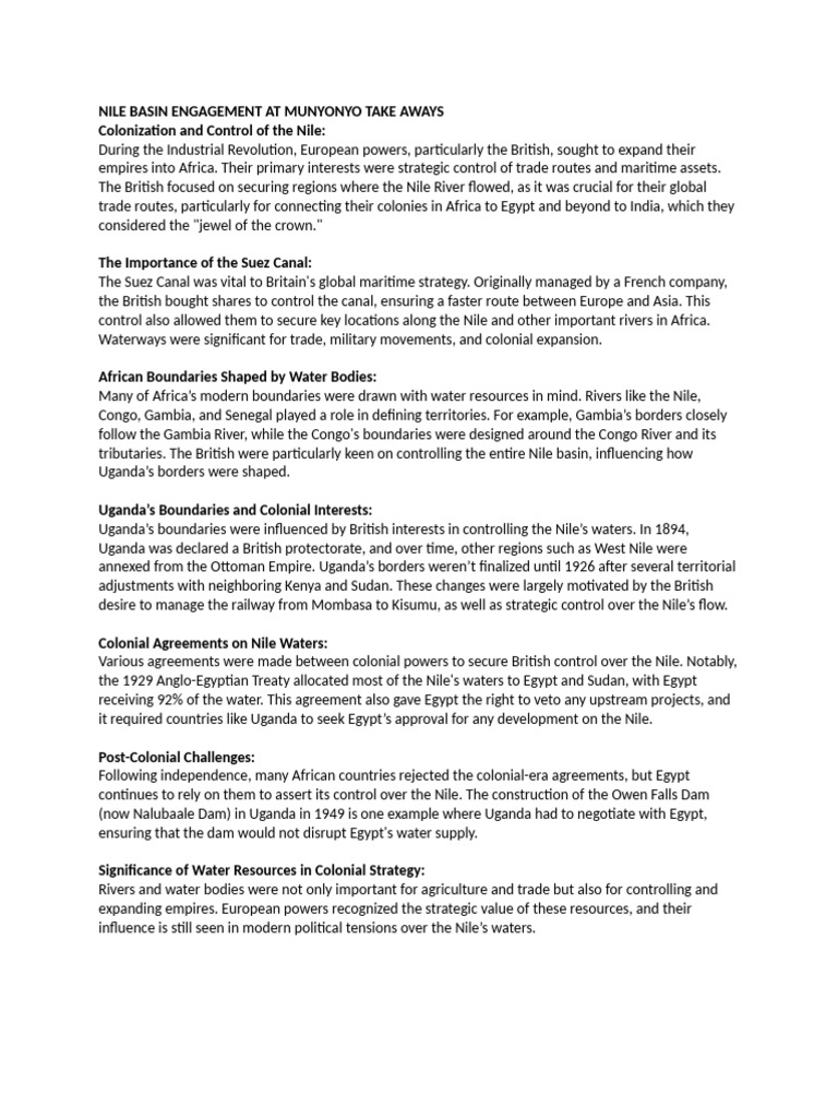 Nile Basin Engagement at Munyonyo Take Aways DR Azza | PDF | British Empire | Nile