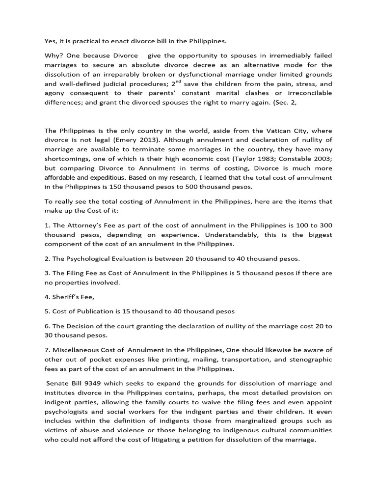 Pro Divorce Practicability Debate | PDF