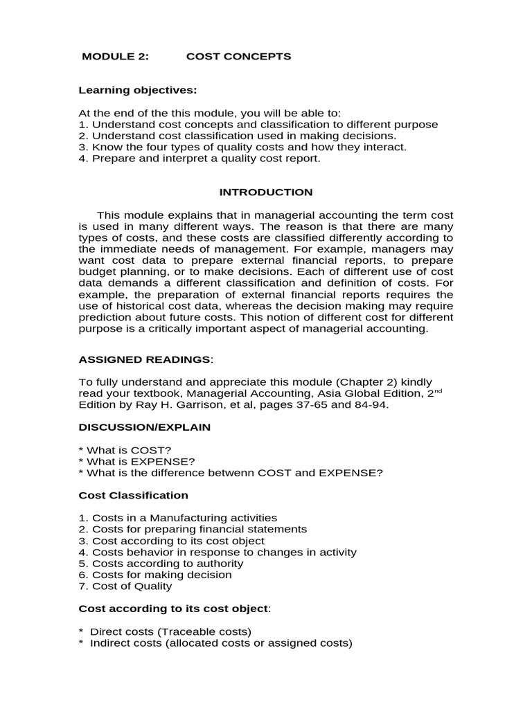 MANACC1.Module 2 - Cost Concepts-1 | PDF