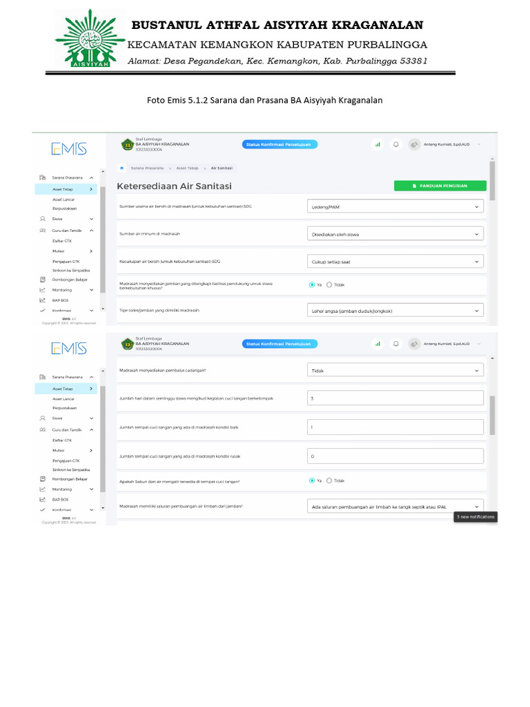 5.1.2 Foto Emis Saranaprasarana | PDF