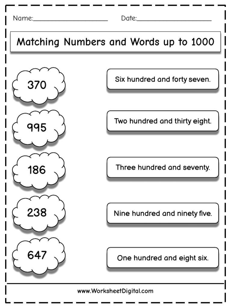 Year 2 Math Matching Numbers Up To 1000 q0k8tv | PDF