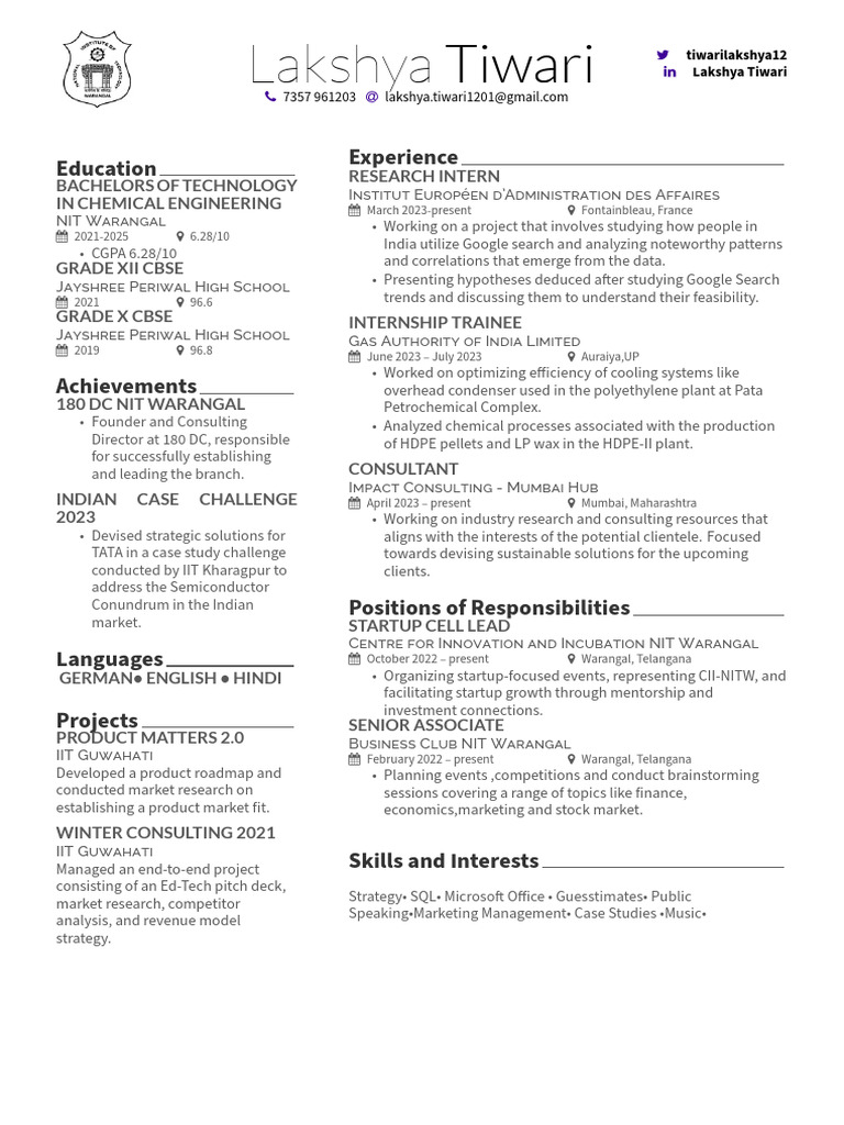 Resume Lakshya July2023 | PDF