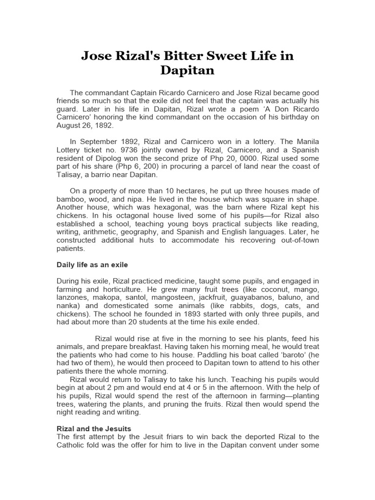 Lecture Notes 19 Bitter-Sweet Life in Dapitan | PDF