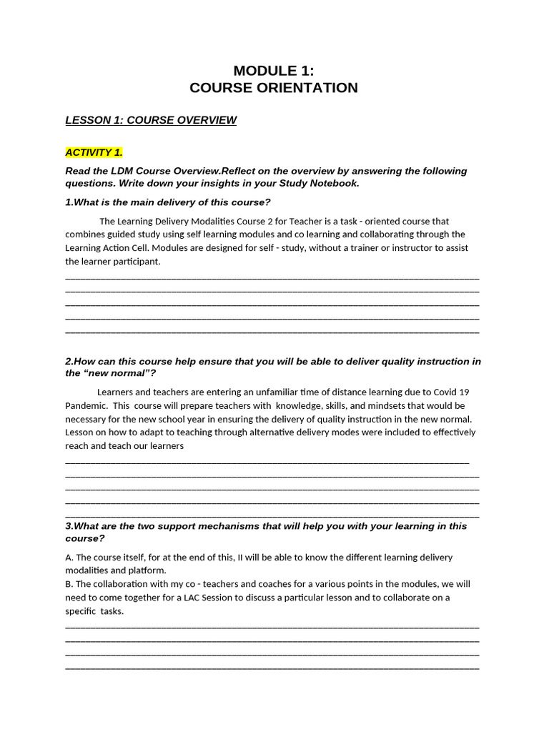 MODULE 1 Activities | PDF